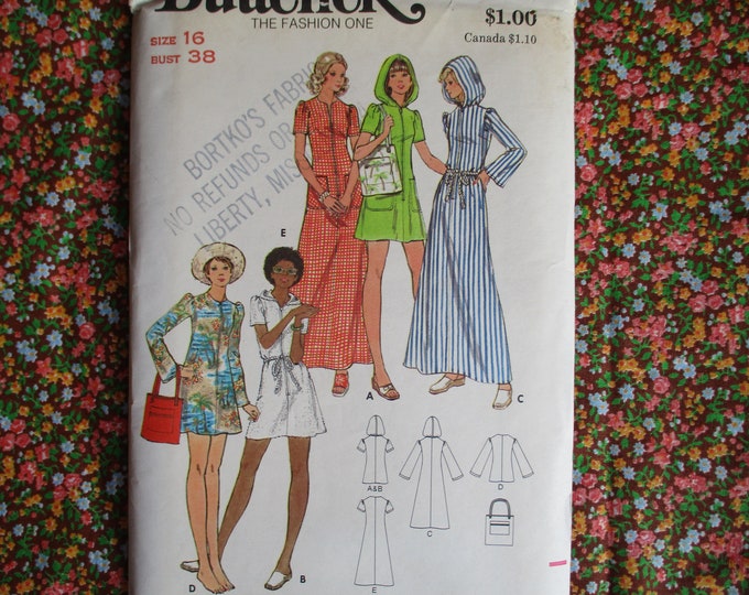 Vintage 1970s Butterick Sewing Pattern 3152 Misses Cover up and Tote ...