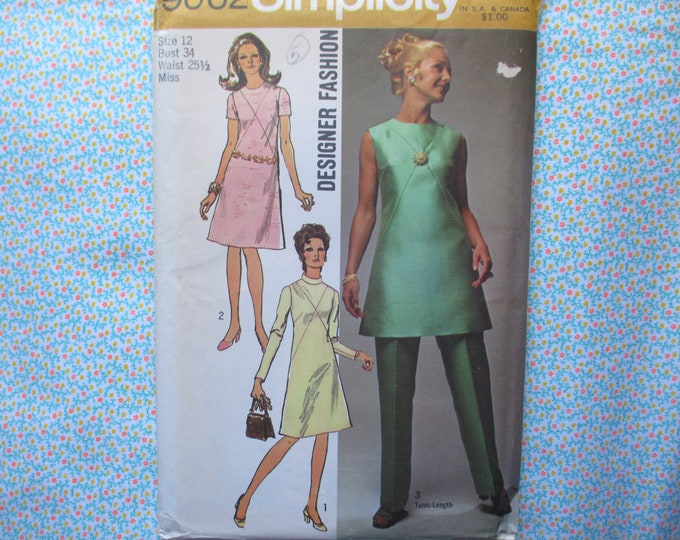 Vintage 1970s Simplicity Sewing Pattern 8916 Junior Mini Jumper Tunic ...
