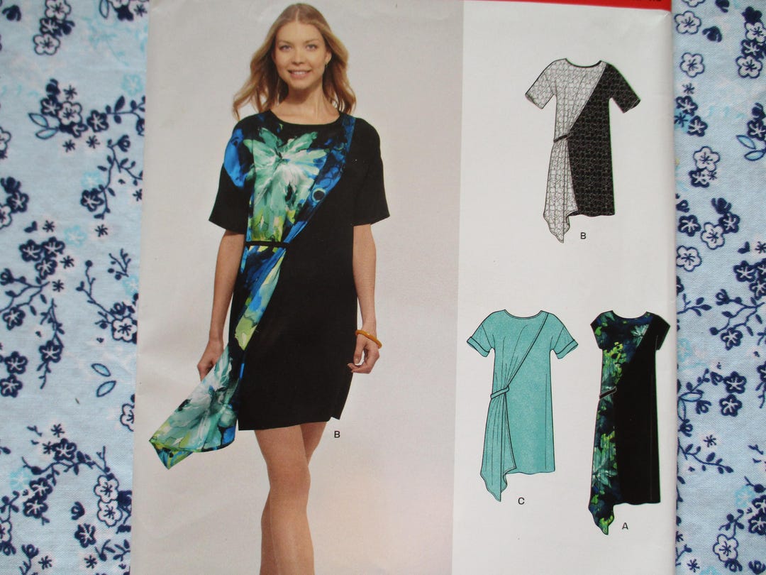 2010s New Look Sewing Pattern 6596 Misses Dress With Contrast Overlay ...