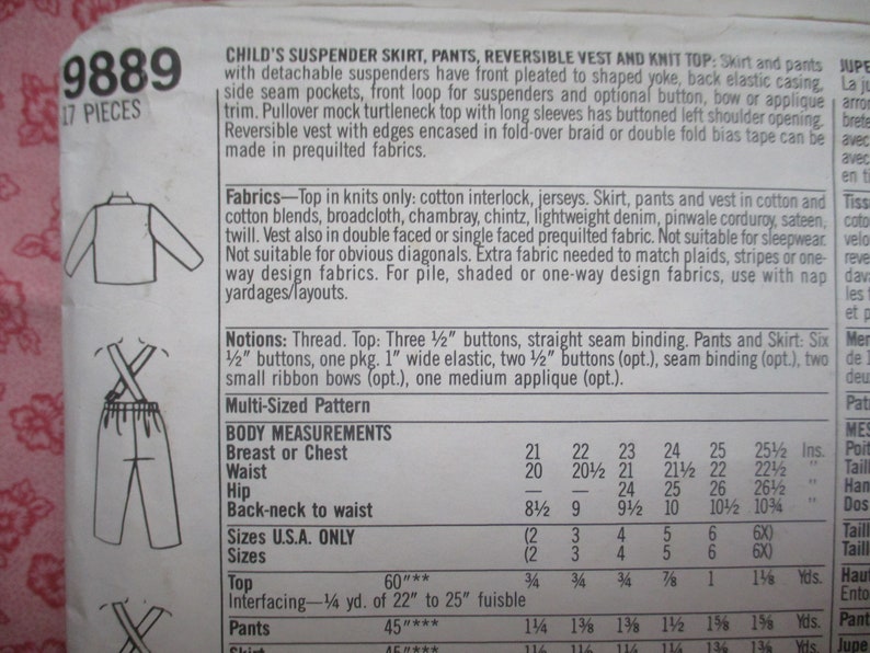 Vintage 1990s Simplicity Sewing Pattern 9889 Girls Suspender - Etsy