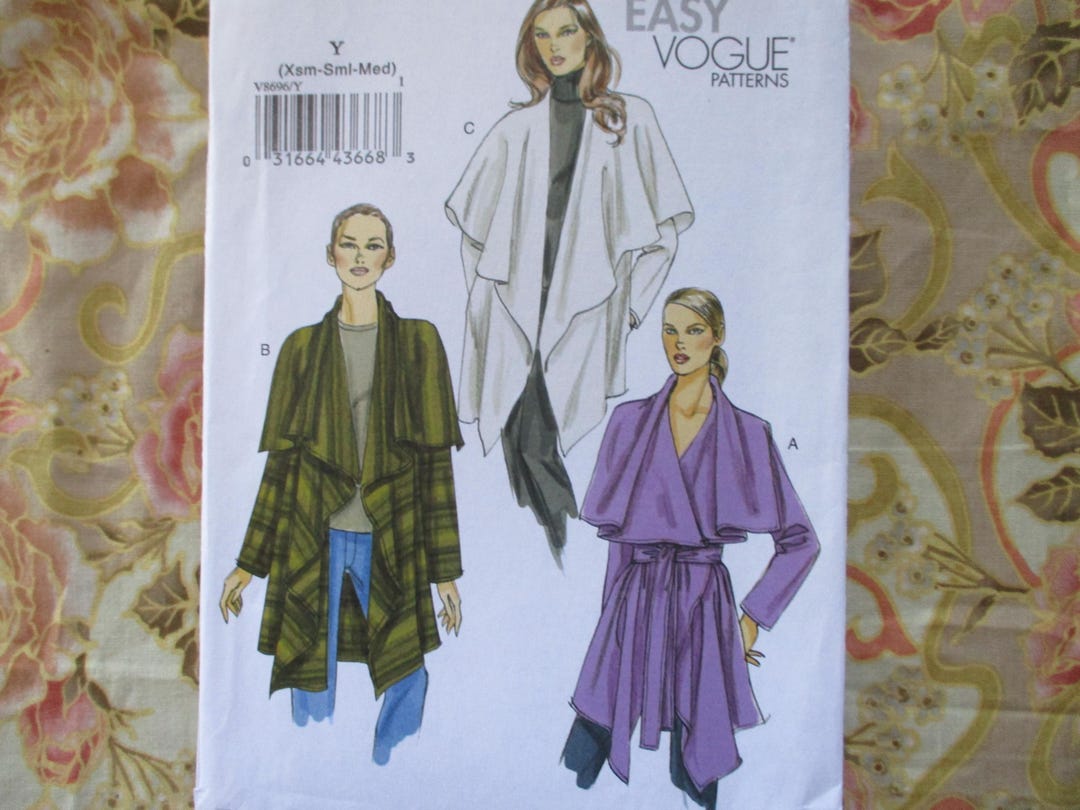 2000s Vogue Sewing Pattern 8696 Misses Jacket and Belt Size XS-S-M ...