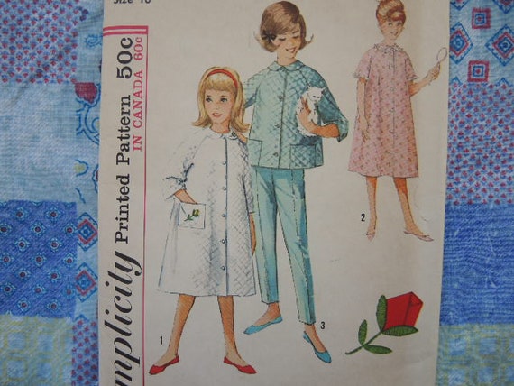 Vintage 1960s Simplicity sewing pattern 5217 girls robe or top | Etsy