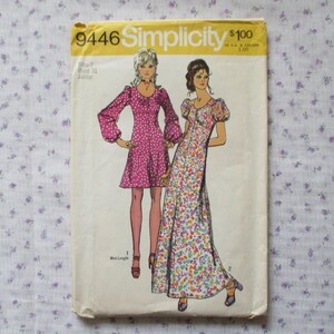 Vintage 1970s Simplicity Sewing Pattern 9446 Maxi Dress Short Sleeve Junior Size 7 - Etsy