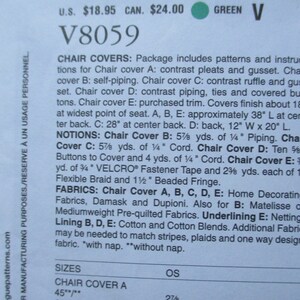 2000s Vogue Decor Sewing Pattern 8059 Chair Covers UNCUT - Etsy