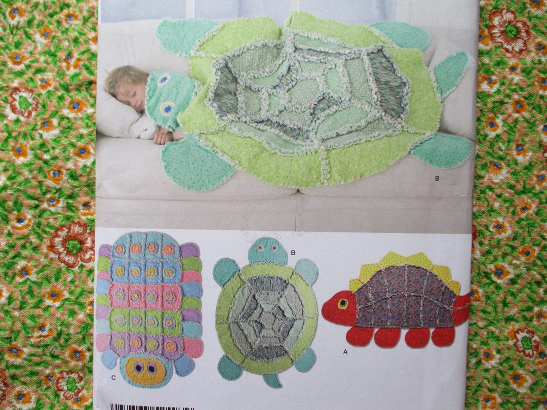 2000s Sewing Pattern Simplicity 2493 Rag Quilt Turtle Dinosaur ...