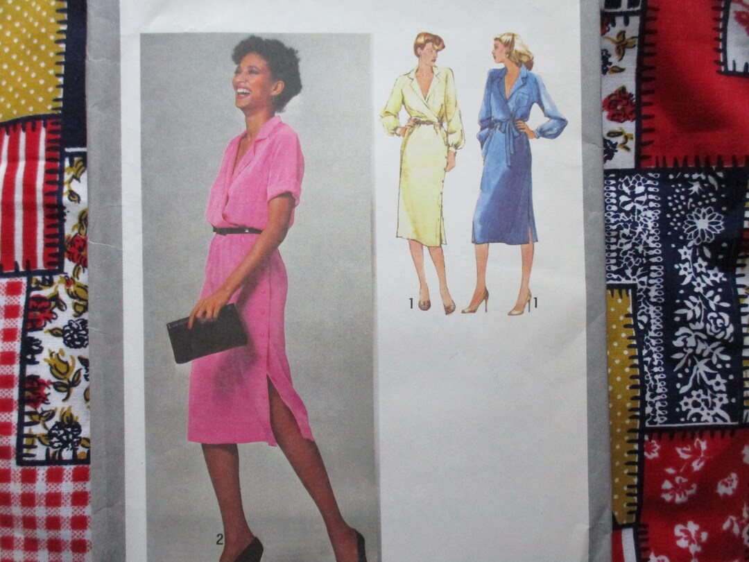Vintage 1970s Simplicity Sewing Pattern 9222 Misses Mock Wrap Dress ...