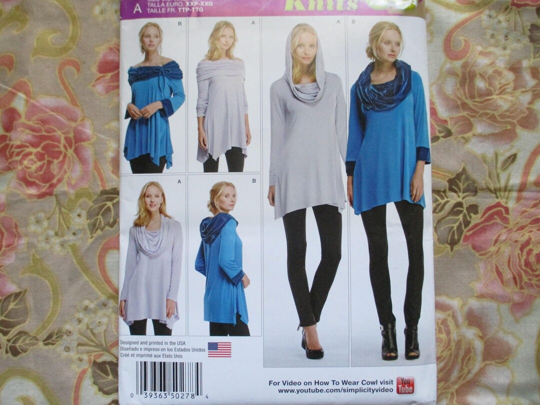 2010s Simplicity Sewing Pattern 0278 Misses Knit Tunics Sizes XXS-XXL ...