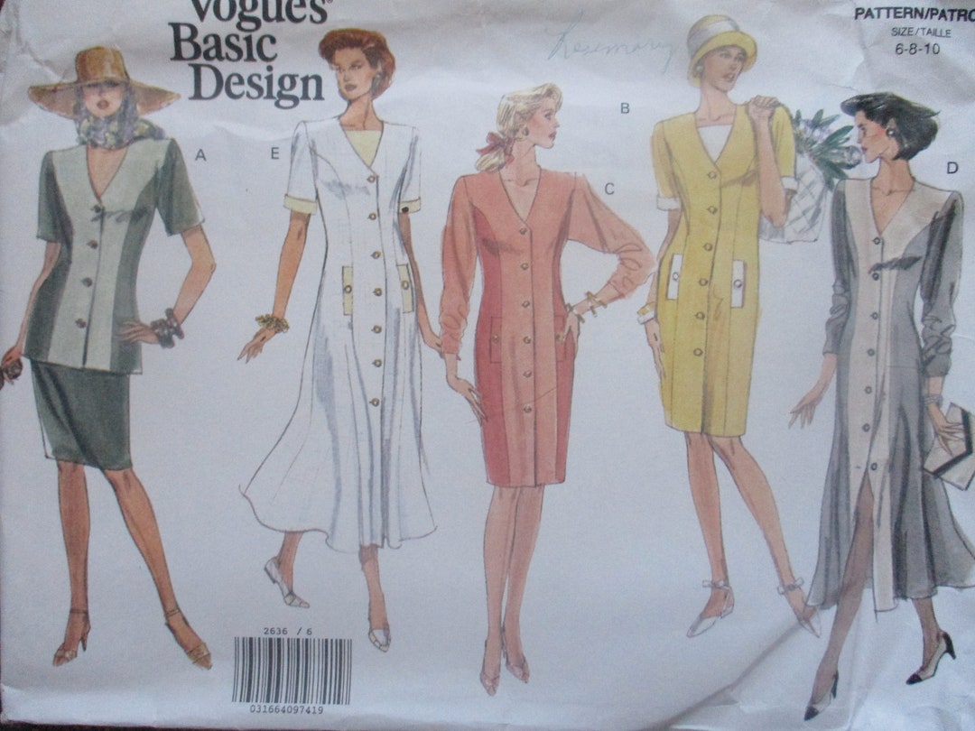 Vintage 1990s Vogue Basic Design Sewing Pattern 2636 Misses Dress Tunic ...