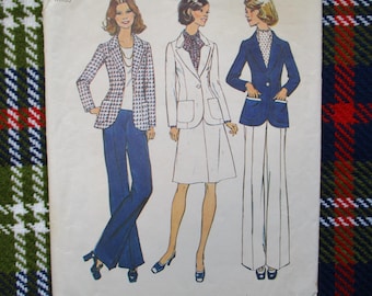 Vintage 1970s Simplicity Sewing Pattern 9212 Misses Jacket Mini Skirt ...