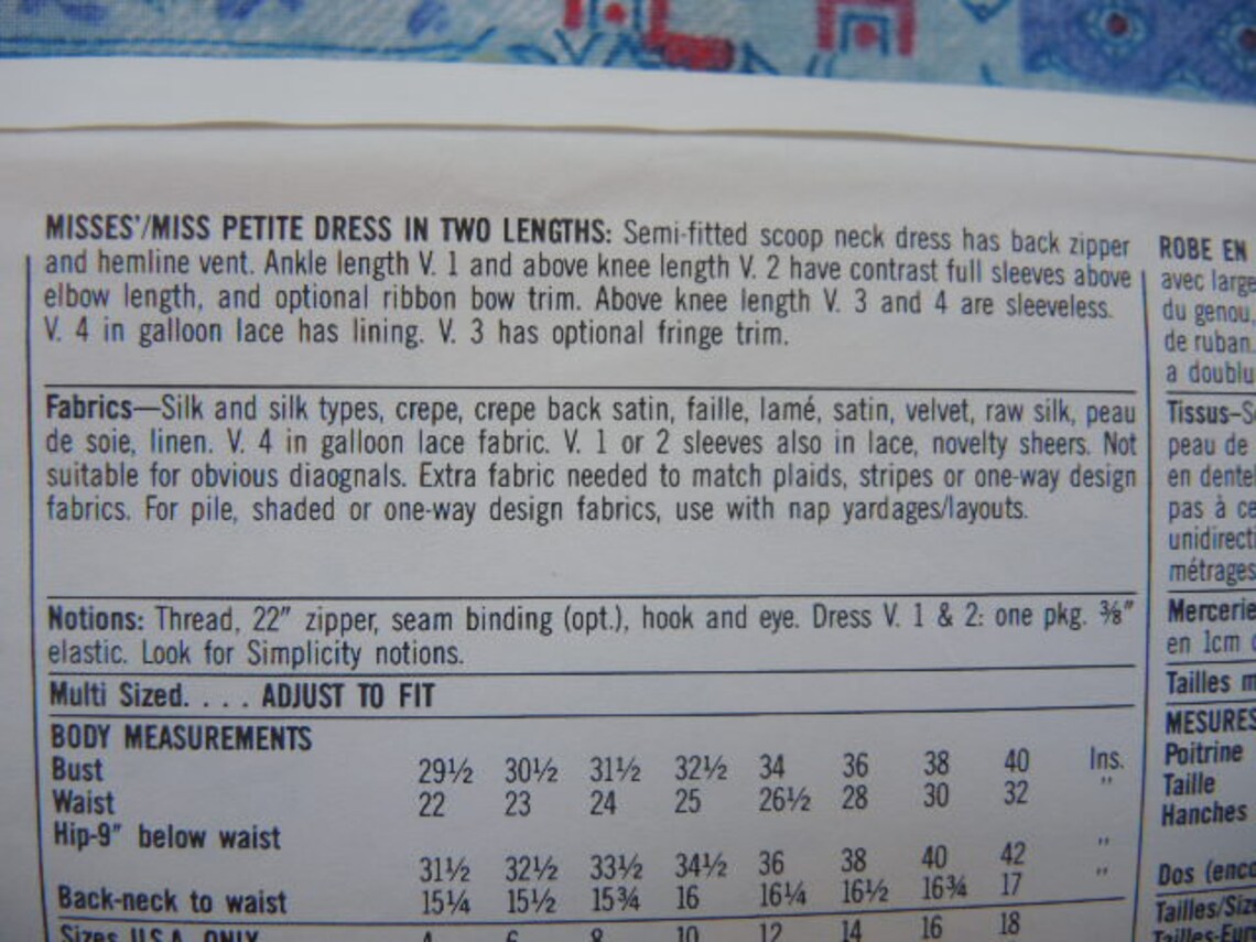 Vintage 1990s Simplicity Sewing Pattern 7001 Misses Easy to Sew Dress ...