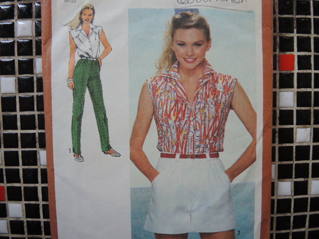 Vintage 1980s Simplicity Sewing Pattern 9552 Misses Shirt Wide Leg ...