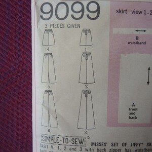 Vintage 1970s Simplicity Sewing Pattern 9099 Misses Set of Jiffy Skirts ...