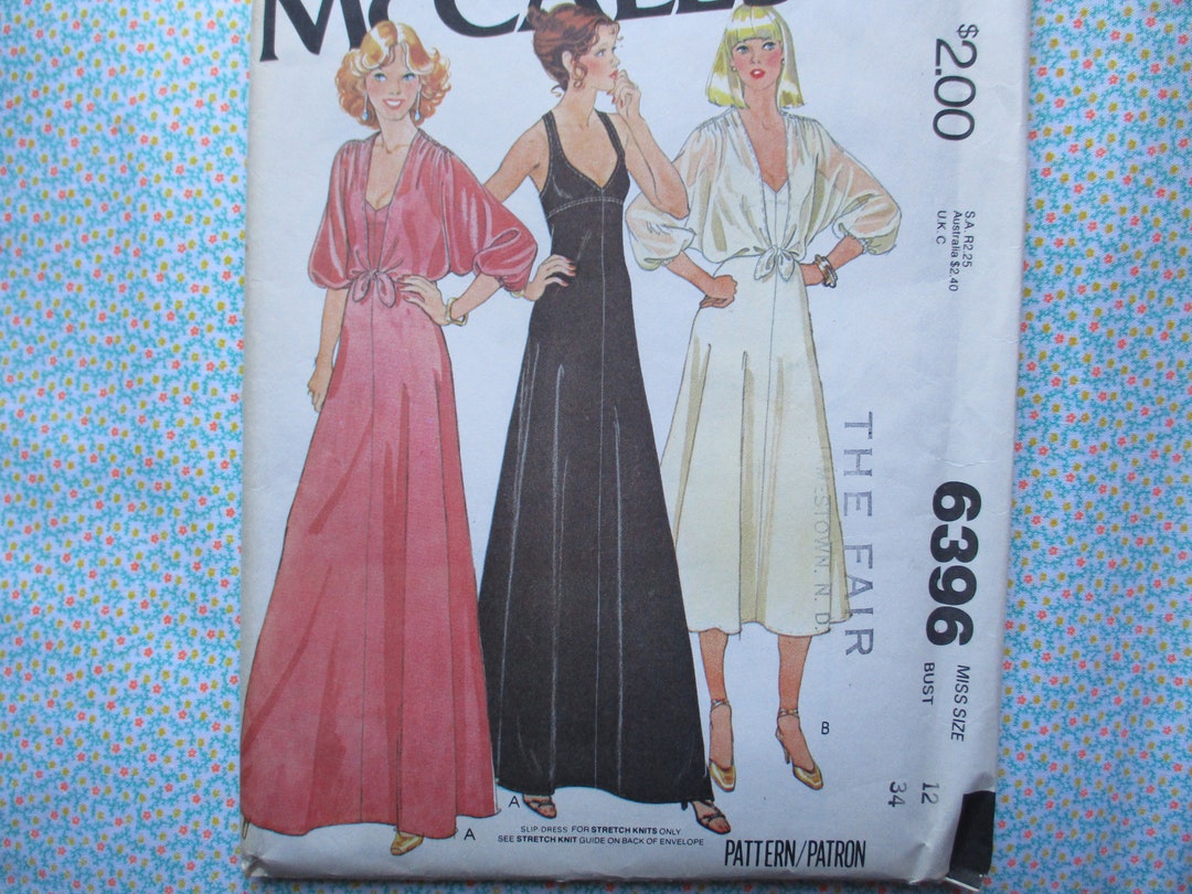 Vintage 1970s Mccalls Sewing Pattern 6396 Misses Disco Era Dress and ...
