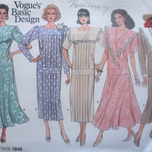 Vintage 1980s Vogue Basic Design Sewing Pattern 1846 Misses Dress Size ...