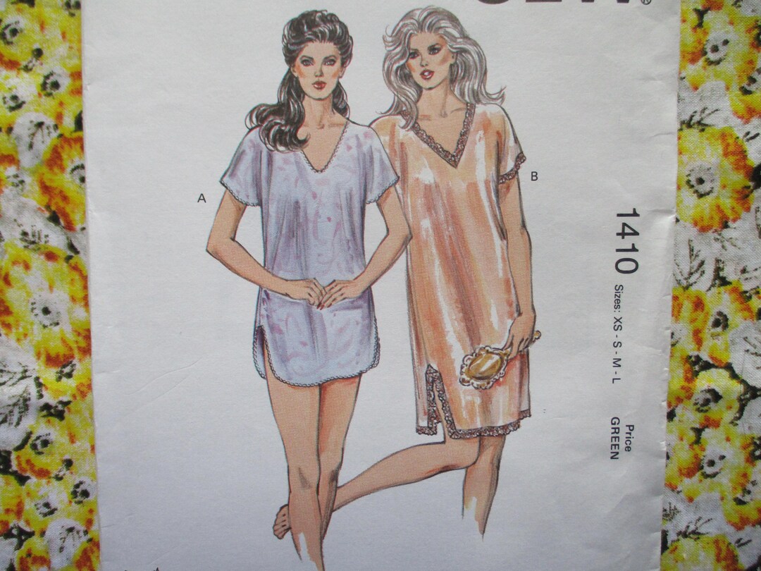 Vintage 1980s Kwik Sew Sewing Pattern 1410 Misses Nightie Nightgown ...