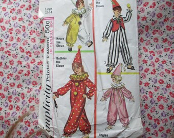 Clown Sewing Pattern, 6198 Simplicity Vintage Sewing Pattern, Kids Size ...