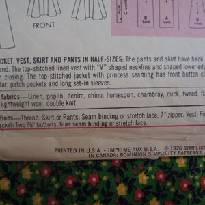 Vintage 1970s Simplicity Sewing Pattern 7377 Misses Unlined Jacket Vest ...