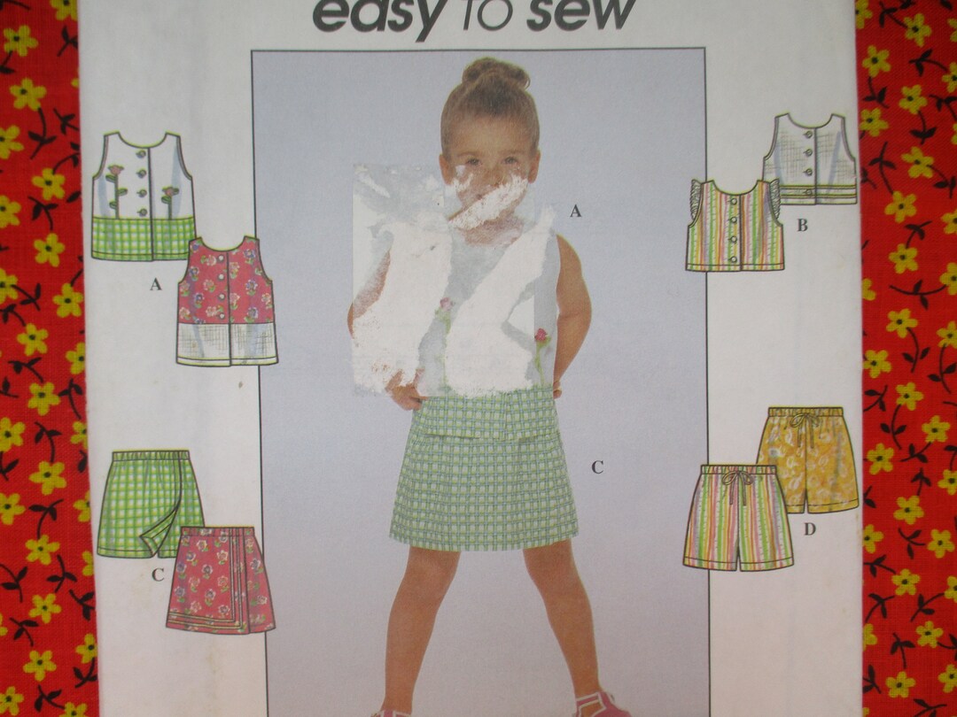 Vintage 1990s Simplicity Sewing Pattern 8723 Girls Top and Shorts Size ...