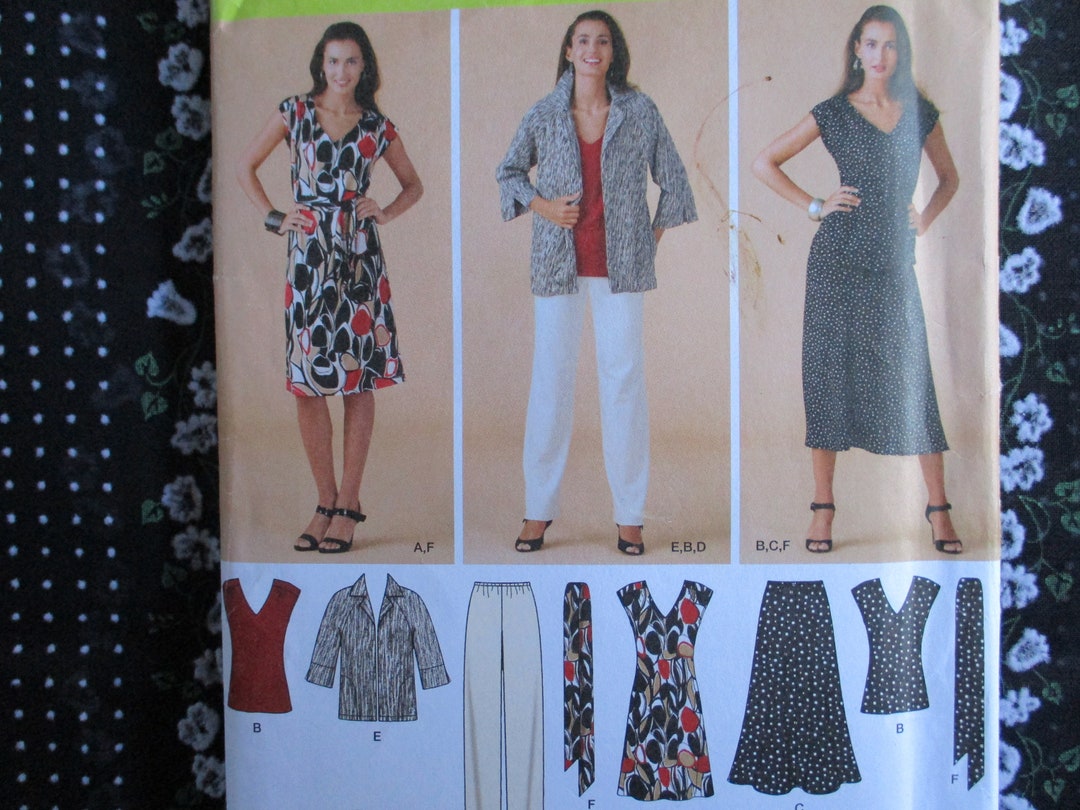 2000s Simplicity Sewing Pattern 3506 Misses Dress or Top Skirt Pants ...