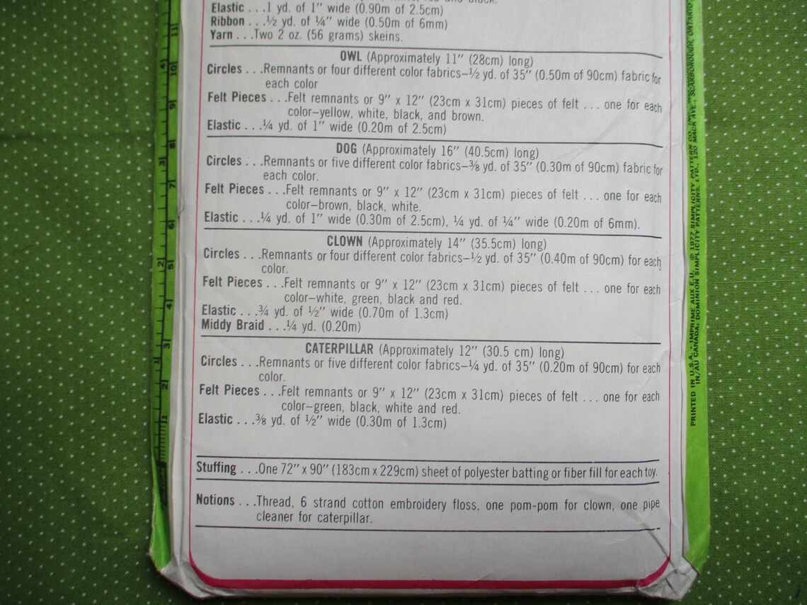 Vintage 1970s Simplicity Sewing Pattern 8225 Yo Yo Toys Owl - Etsy