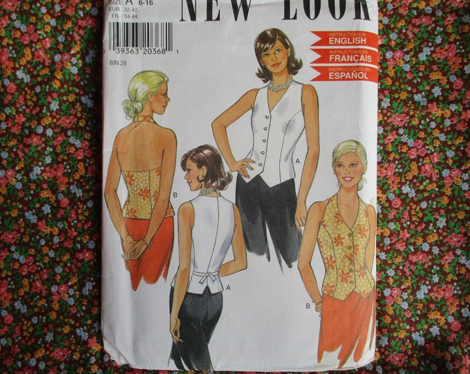 Vintage 1990s New Look Sewing Pattern 6638 Misses Fitted Vest Top UNCUT ...