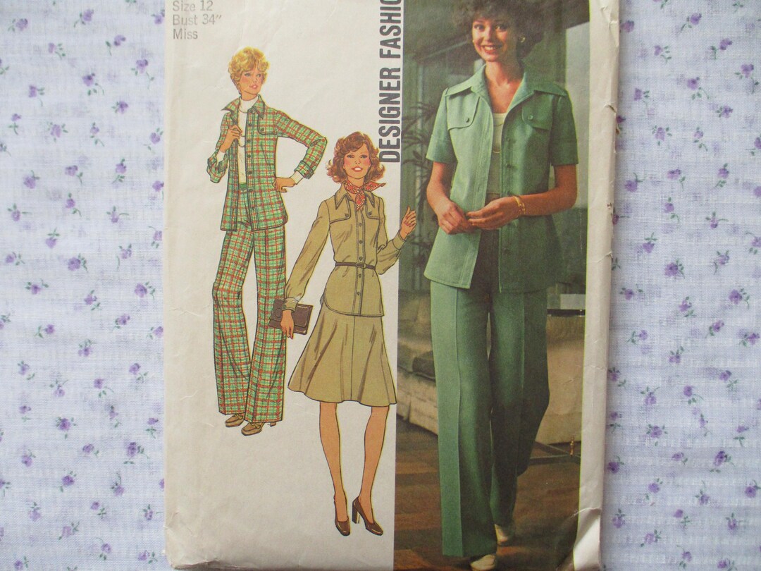 Vintage 1970s Simplicity Sewing Pattern 7046 Designer Fashion Misses ...