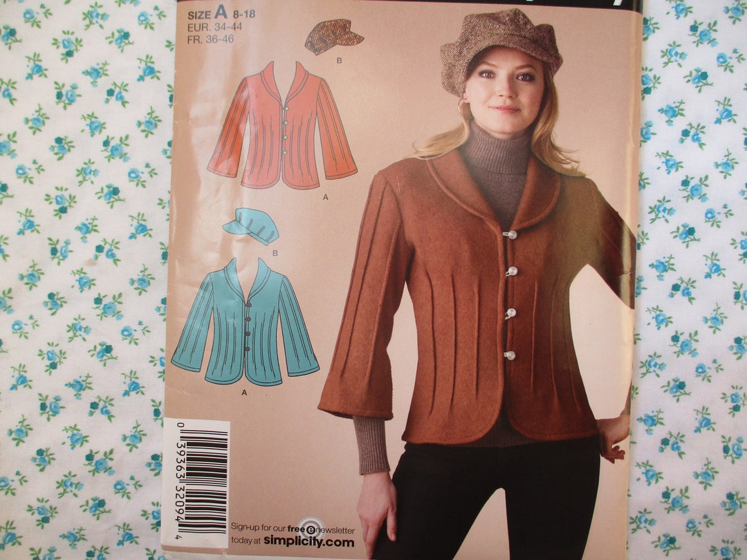 2000s Sewing Pattern Simplicity 2808 Misses Jacket and Hat UNCUT Sizes ...