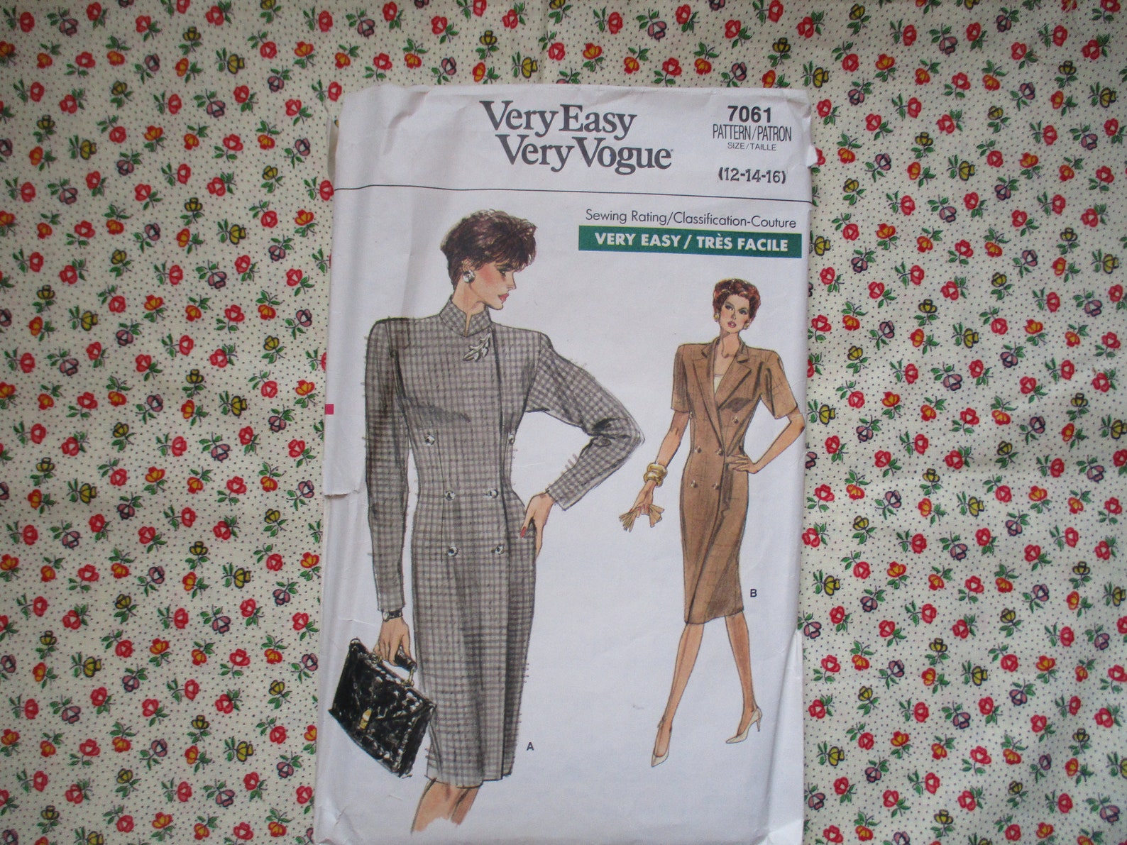 Vintage 1980s Vogue Sewing Pattern 7061 Misses Double Breasted Dress ...