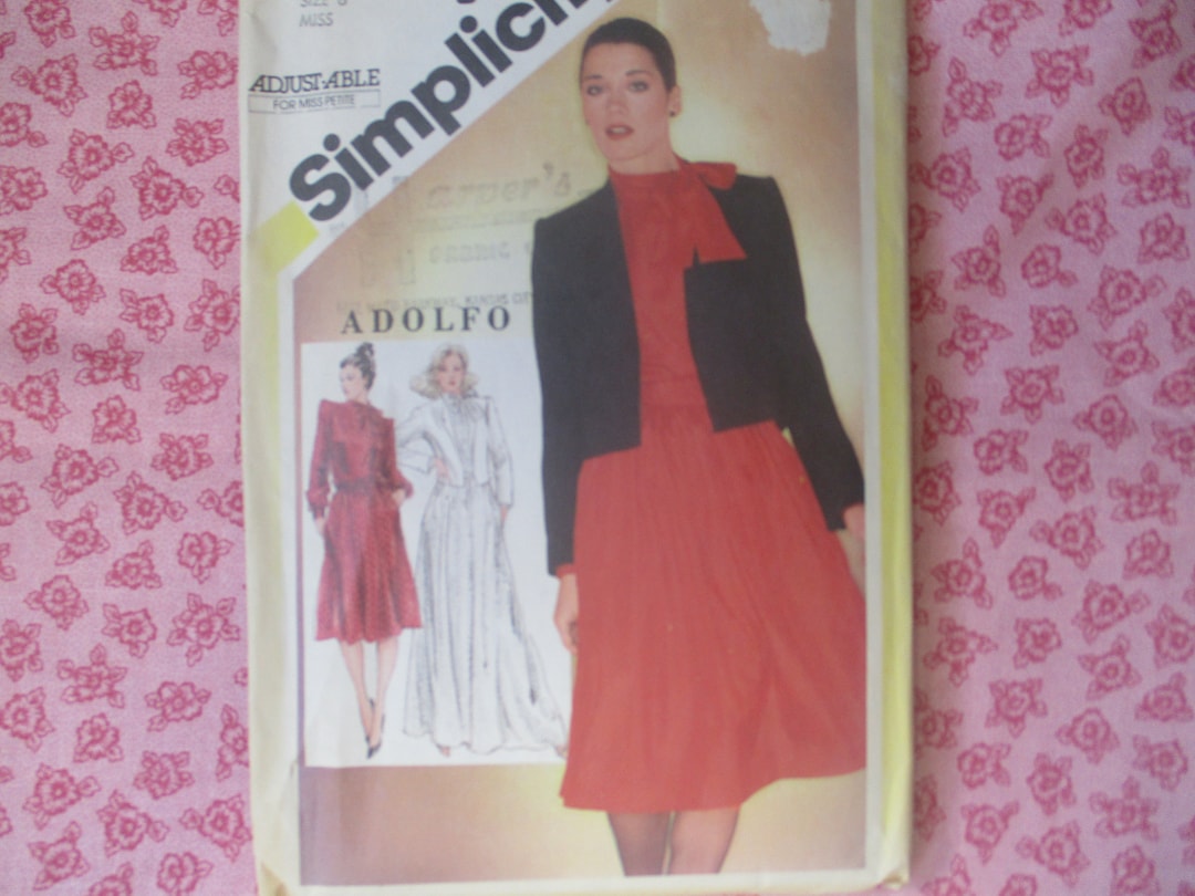 Vintage 1980s Simplicity Designer Adolfo Sewing Pattern 5192 Misses ...