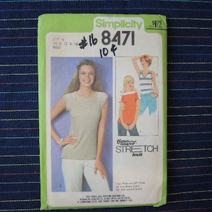 Vintage 1970s Simplicity Sewing Pattern 8471 Misses Pullover Tops for Stretch Knits Size 10-12 ...