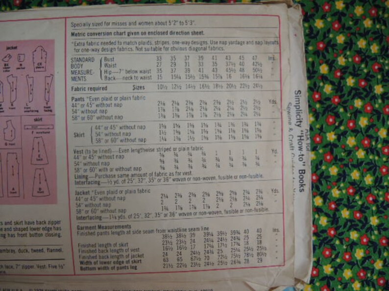 Vintage 1970s Simplicity Sewing Pattern 7377 Misses Unlined - Etsy