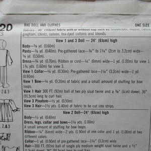 Vintage 1980s Simplicity Sewing Pattern 7420 Stuffed Rag Doll and ...