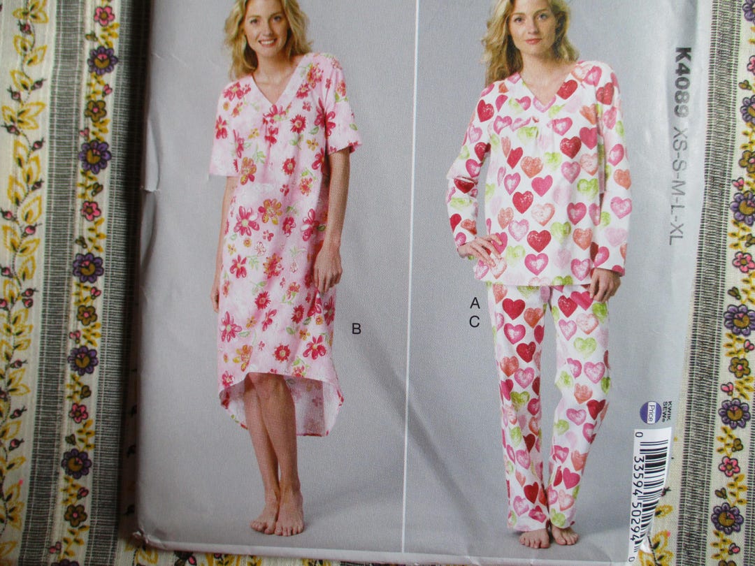 2010s Kwik Sew Sewing Pattern 4089 Misses Nightgown and Two Piece ...