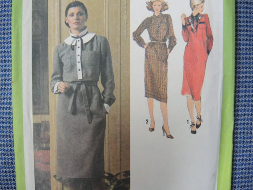 Vintage 1970s Simplicity Sewing Pattern 9144 Misses Dress and Tie Belt ...