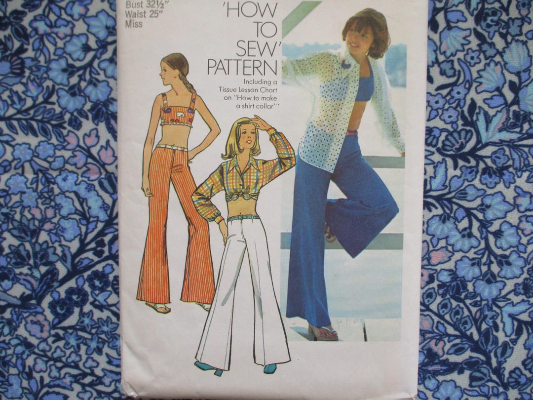 Vintage 1970s Simplicity Sewing Pattern 5512 Misses Midriff Top Blouse ...