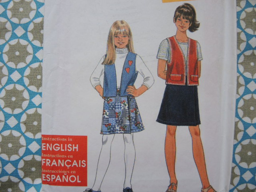 1990s Simplicity Sewing Pattern 7715 UNCUT Girls Skirt and Vest Size 7 ...