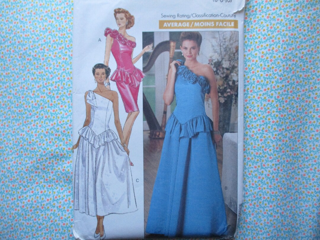 Vintage 1980s Butterick Sewing Pattern 3013 Misses Formal Dress Size 6 ...