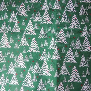 Vintage Cotton Fabric Christmas Trees With Cardinals 45 Inches Wide BTY ...