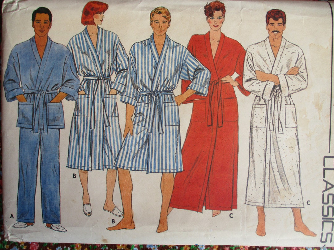 Vintage 1980s Butterick Sewing Pattern 6968 Unisex Robe and Pants Size ...