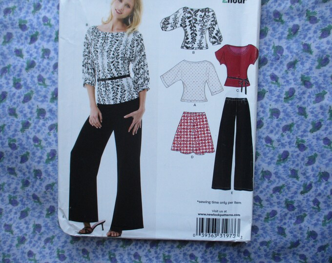 2000s New Look Sewing Pattern 6816 Misses 2 Hour Tops Skirt and Wide ...