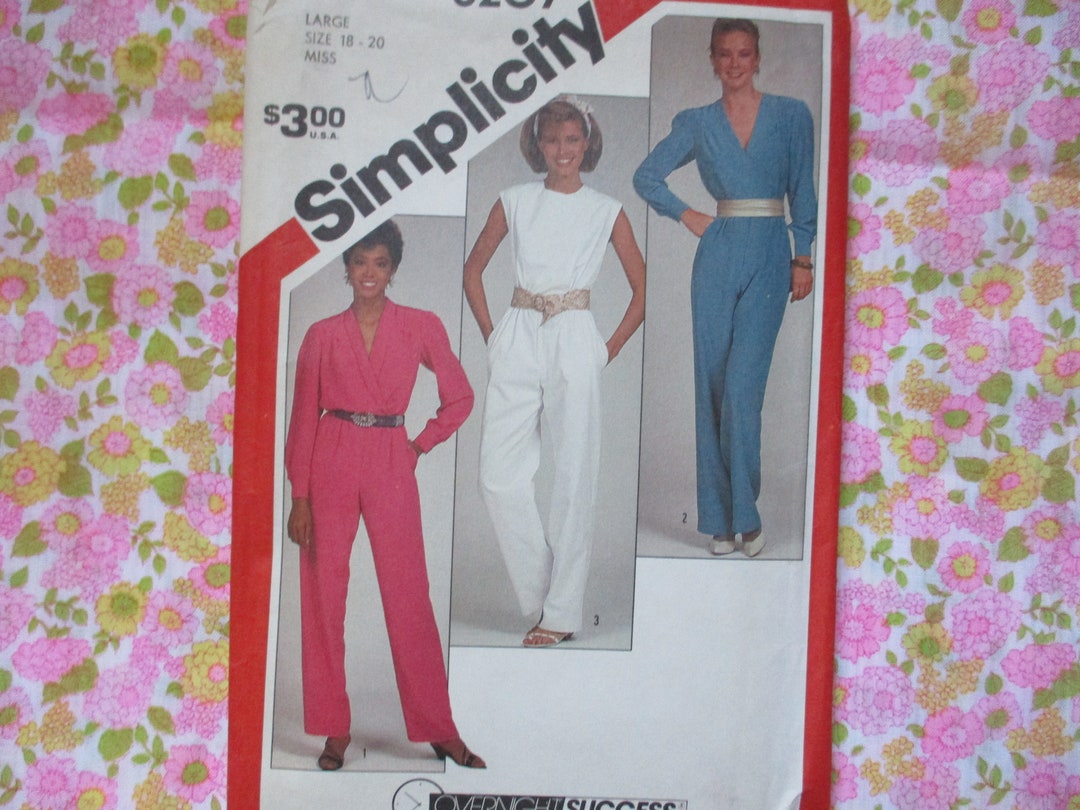 Vintage 1980s Simplicity Sewing Pattern 6207 Misses Jumpsuit With ...