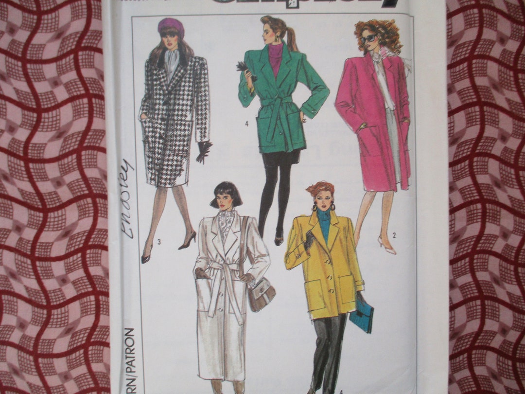 Vintage 1980s Simplicity Sewing Pattern 8872 Misses Lined Coat in Three ...