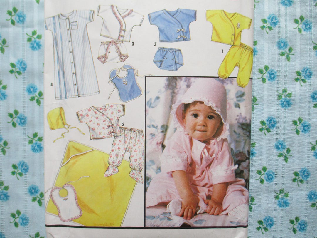 Vintage 1990s Simplicity Sewing Pattern 7085 Infants Layette Bibs ...