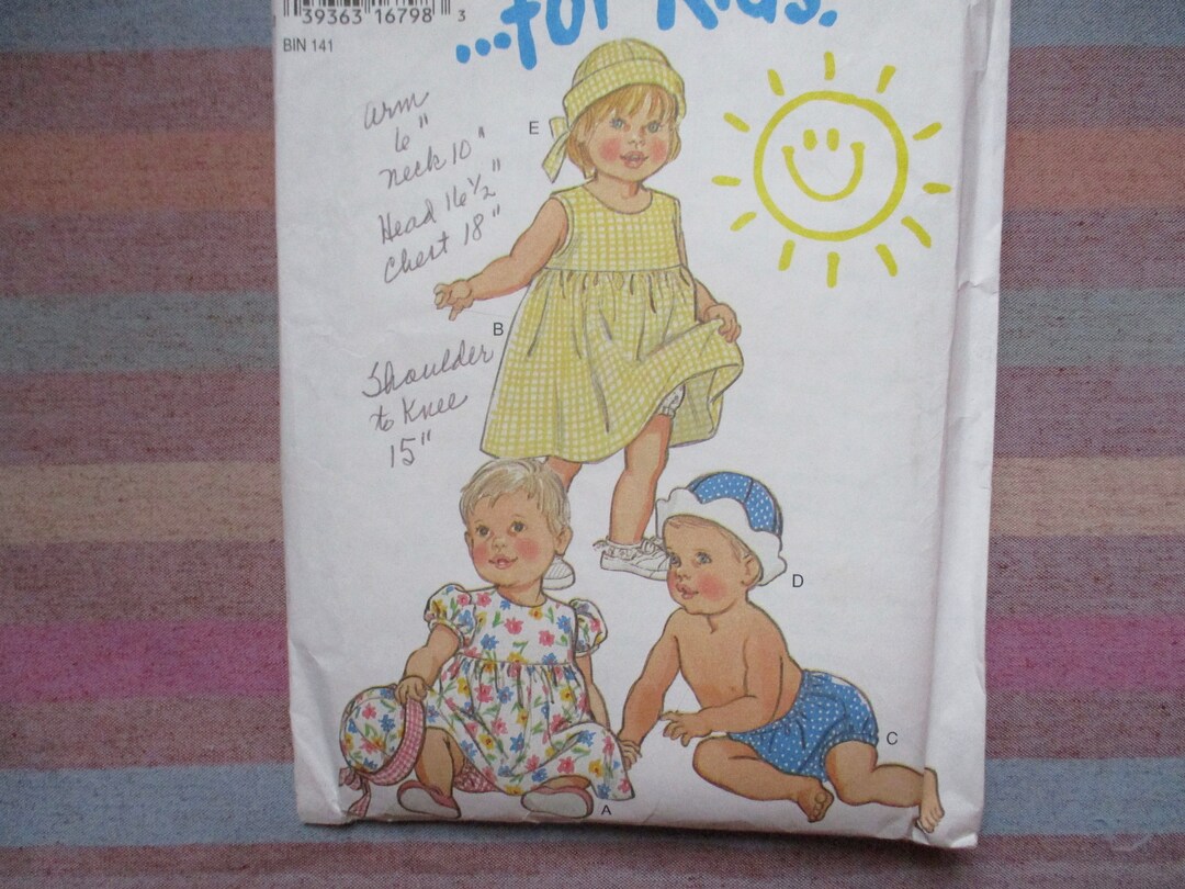1990s New Look Sewing Pattern 6367 Infant Baby Dress Panties and Hat ...
