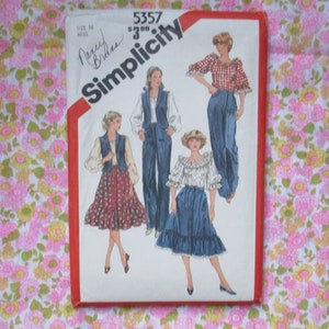 Vintage 1980s Simplicity Sewing Pattern 5357 Misses Pullover Blouse ...