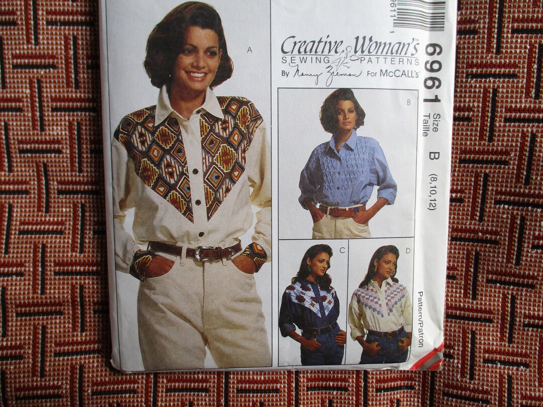 Vintage 1990s Sewing Pattern Mccalls 6961 Misses Long Sleeved Shirt ...