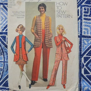 Vintage 1970s Simplicity Sewing Pattern 8917 Misses Vest Mini Skirt and ...