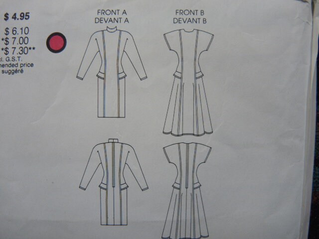 Vintage 1980s Vogue Sewing Pattern 9957 Misses Dress Size 6-8-10 UNCUT ...