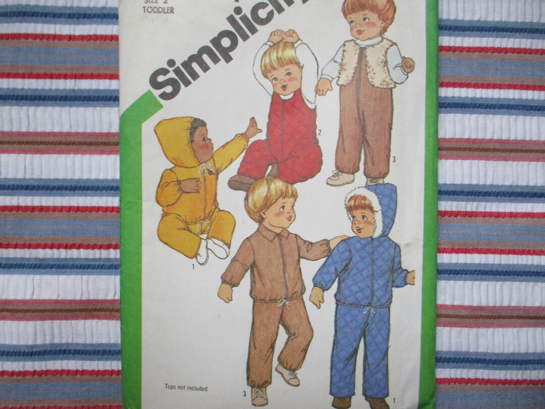 Vintage 1980s Simplicity Sewing Pattern 5258 Toddler Overalls Hooded or ...