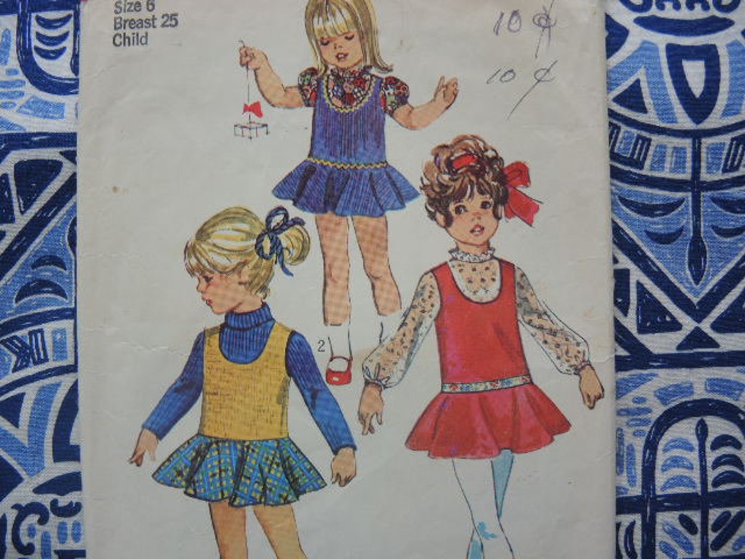 Vintage 1960s Simplicity Sewing Pattern 8523 Girls Jumper and Blouse ...